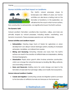 Landforms Worksheets | Earth Science | Reading Duck.com