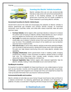Electric Cars Reading Worksheets | Reading Duck.com