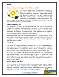 The Sun Worksheets | Astronomy Series | Reading Duck.com