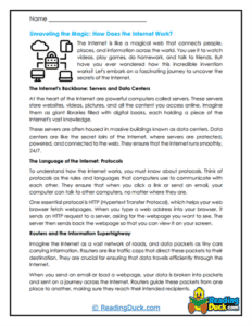 The Internet Worksheets | Technology Series | Reading Duck.com