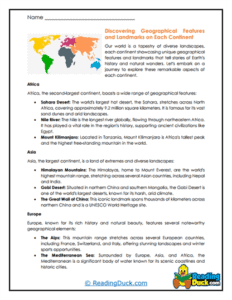 Continents Worksheets | Reading Comp. | Reading Duck.com