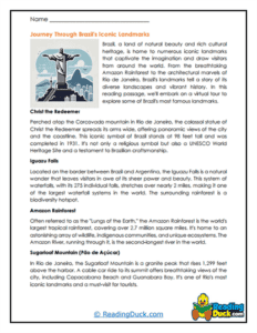 Brazil Reading Worksheets | Reading Duck.com