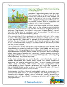 Biodiversity Worksheets | Reading Duck.com