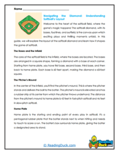 Softball Worksheets | Slow and Fast Pitch | Reading Duck.com