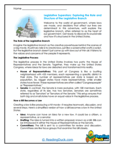 Branches of Government Worksheets | Reading Duck.com