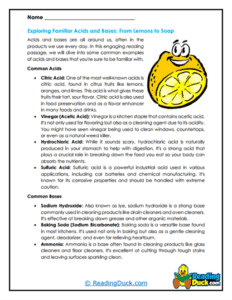 Acids and Bases Worksheets | Reading Duck.com
