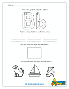 Letter B Worksheets | Pre-Reading Series | Reading Duck.com
