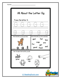 Letter G Worksheets | Pre-Reading Series | Reading Duck.com