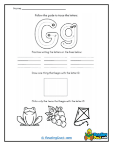 Letter G Worksheets | Pre-Reading Series | Reading Duck.com