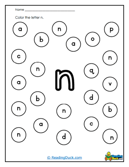 Letter N Worksheets | Pre-Reading Series | Reading Duck.com