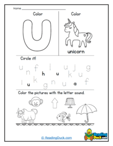 Letter U Worksheets | Pre-Reading Series | Reading Duck.com