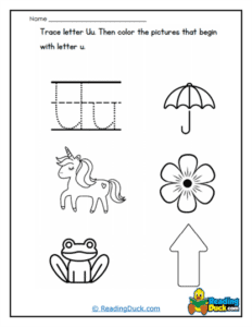 Letter U Worksheets | Pre-Reading Series | Reading Duck.com