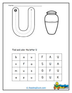 Letter U Worksheets | Pre-Reading Series | Reading Duck.com