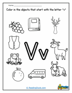 Letter V Worksheets | Pre-Reading Series | Reading Duck.com