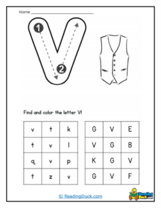 Letter V Worksheets | Pre-Reading Series | Reading Duck.com