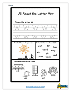 Letter W Worksheets | Pre-Reading Series | Reading Duck.com