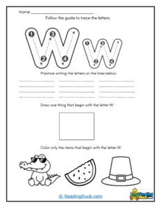 Letter W Worksheets | Pre-Reading Series | Reading Duck.com