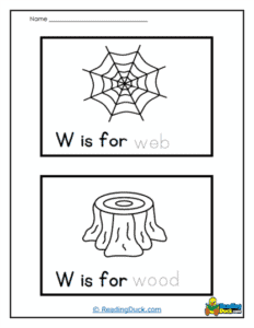 Letter W Worksheets | Pre-Reading Series | Reading Duck.com