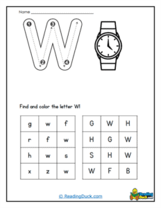 Letter W Worksheets | Pre-Reading Series | Reading Duck.com