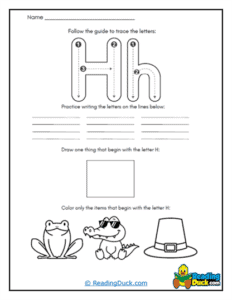 Letter H Worksheets