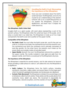 Earth's Structure Worksheets | All Layers | Reading Duck.com