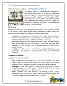 Viking Age Worksheets | Norse Mythology | Reading Duck.com