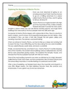 Travel Worksheets | Nonfiction Genre | Reading Duck.com