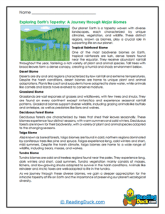 Biome and Biomes Worksheets | Reading Duck.com
