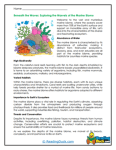 Biome and Biomes Worksheets | Reading Duck.com