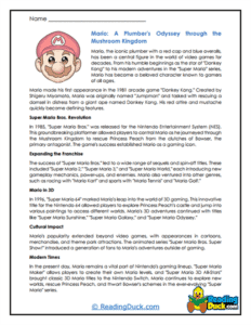 Learning About Video Game Worksheets | Reading Duck.com