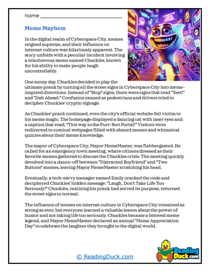 Grade 12 Reading Comprehension Worksheets | Reading Duck.com