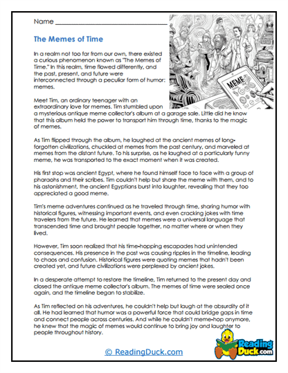 Grade 8 Reading Comprehension Worksheets | Reading Duck.com