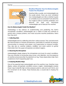 Weather Reading Worksheets | Reading Duck.com