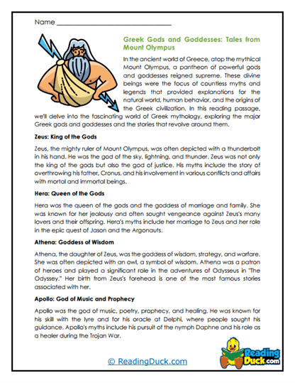 Ancient Greece Worksheets | Reading Comp. | Reading Duck.com