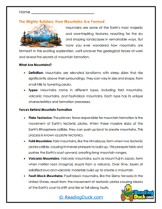 Landforms Worksheets
