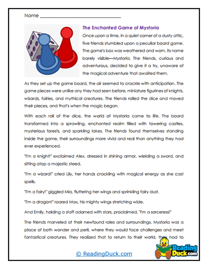 450-Word Reading Comprehension Worksheets | Reading Duck.com