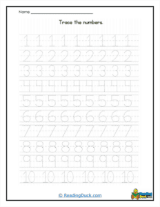 Number Tracing Worksheets