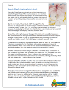 Art Reading Comprehension Worksheets | Reading Duck.com