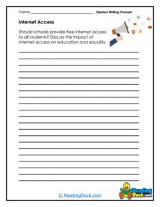 Opinion Writing Prompt Worksheets | Reading Duck.com