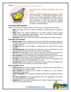Cooking Worksheets | Reading Duck.com