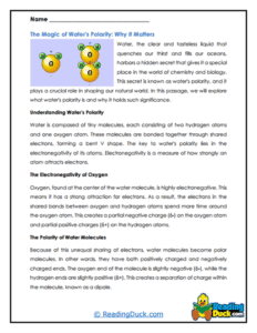 Water Properties Worksheets
