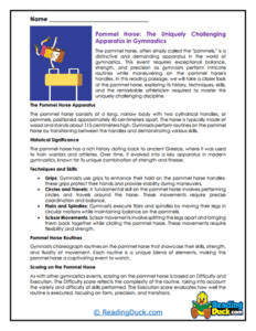 Gymnastics Worksheets
