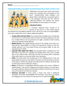 Volleyball Worksheets