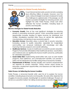 Poverty Worksheets | Reading Comp. | Reading Duck.com