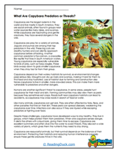 Capybara Worksheets | Water Hog | Reading Duck.com