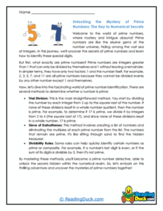 Understanding Number Theory Worksheets | Printable PDFs