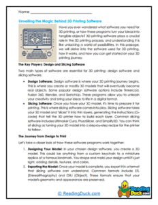 3D Printing Worksheets | Technology Series | Reading Duck.com