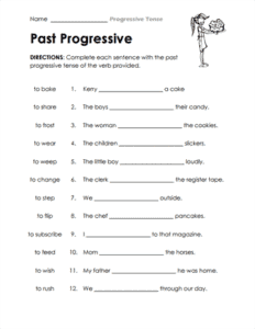 Progressive Tense Worksheets: Present, Past & Future Verb Practice