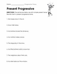 Progressive Tense Worksheets: Present, Past & Future Verb Practice