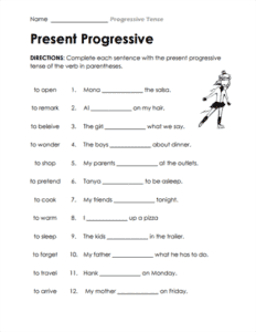 Progressive Tense Worksheets: Present, Past & Future Verb Practice